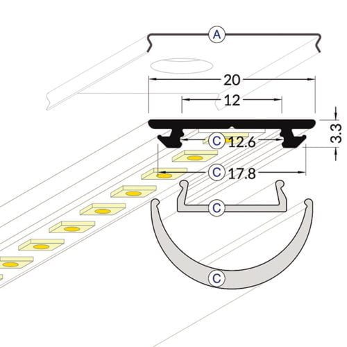 Arc LED Aluminium Profile For Curves & Bends - TLW Global