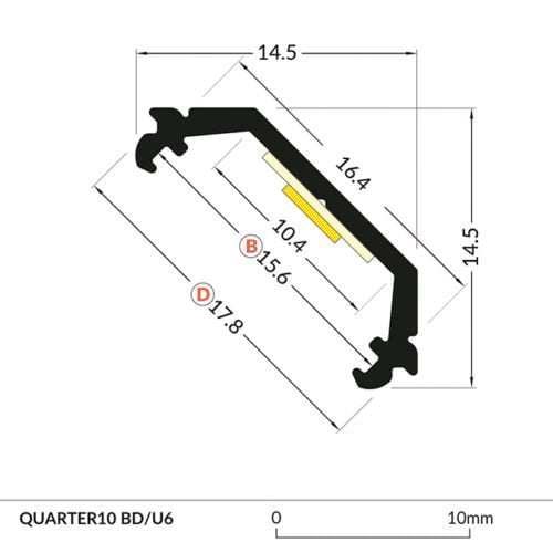 Quarter LED Aluminium Profile For Curved Quadrant Illumination