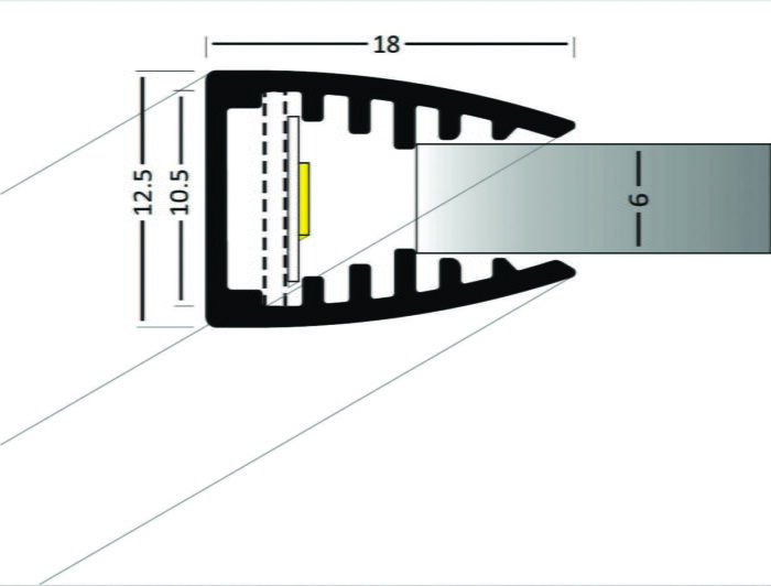 Glass LED Aluminium Profile To Illuminate display shelves